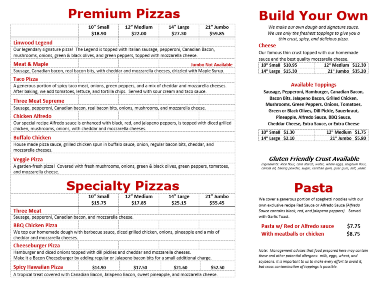 Menu for Linwood Pizza in Wyoming, Minnesota